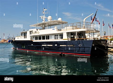 The Black Hull And White Superstructure Of The Retro Style Luxury Motor