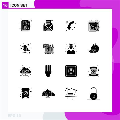 Pictogram Set Of 16 Simple Solid Glyphs Of Recommended Business Gdpr
