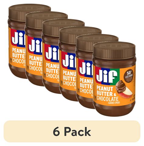 6 Pack Jif Peanut Butter And Chocolate Flavored Spread 15 Oz Jar