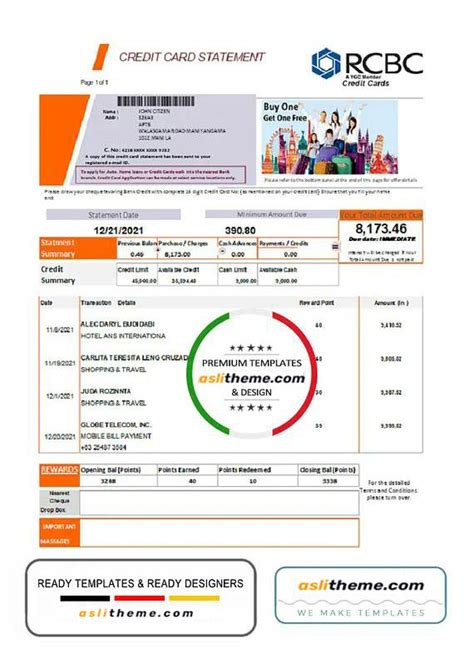 Philippines Rizal Commercial Banking Corporation Rcbc Bank Statement