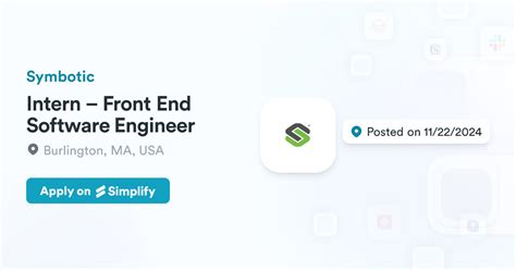 Intern Front End Software Engineer Symbotic Simplify Jobs