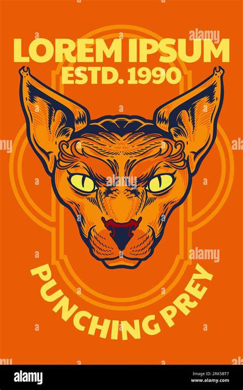 Spinx Cat Head Mascot Poster Vector Illustration Cartoon Style Stock Vector Image And Art Alamy