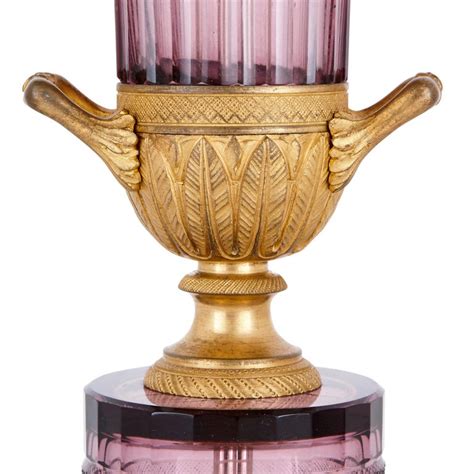 Two Russian Purple Cut Glass And Gilt Bronze Lamps For Sale At 1stdibs