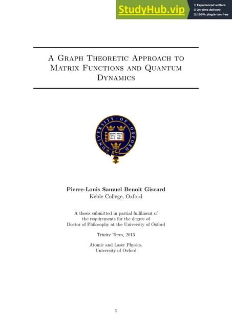 A Graph Theoretic Approach To Matrix Functions And Quantum Dynamics