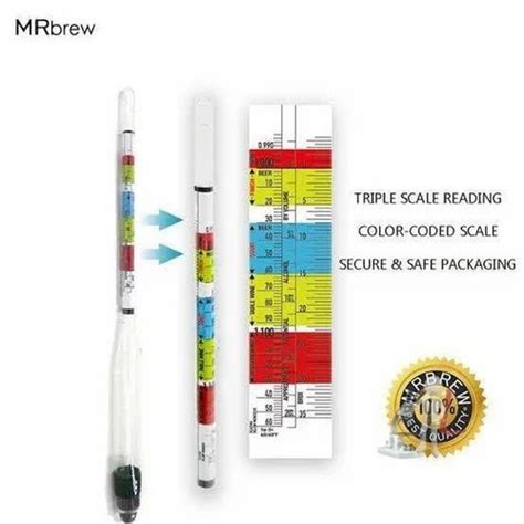 Triple Scale Hydrometer Hardcase And 250ml Jar Specifc Gravity Abv Tester For Wine Beer