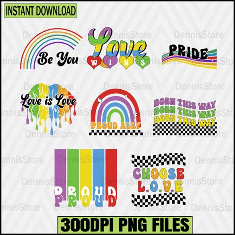 Lgbt Pride Month Bundle Pngpride Png Rainbow Boho Pnglgbt Inspire