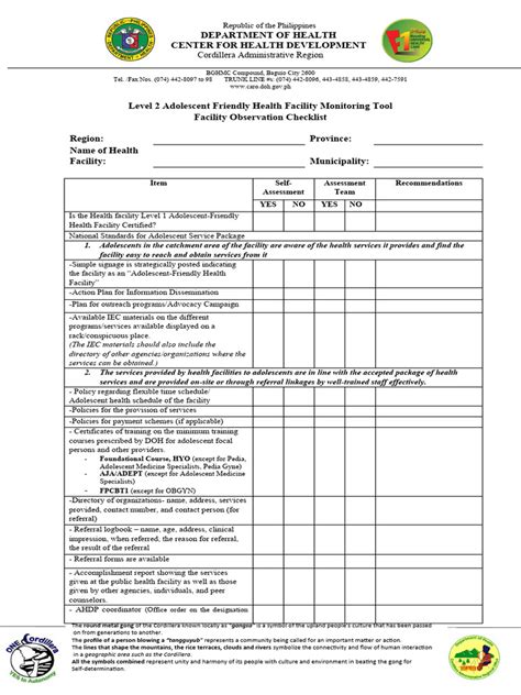 Adolescent Friendly Health Facility Self Assessment Monitoring Tool Level Ii 2023 Download