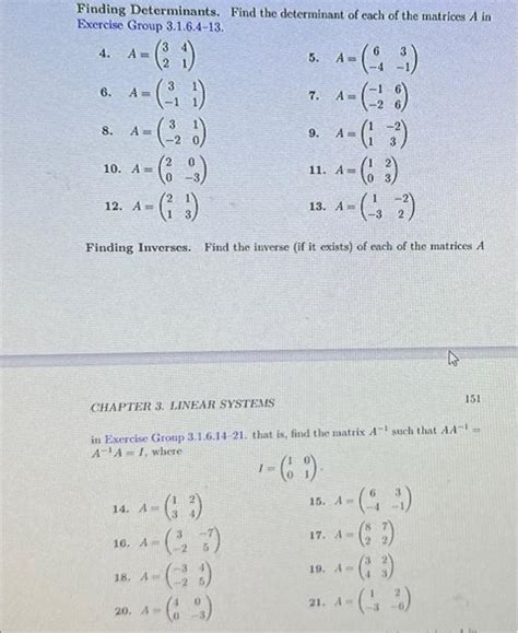 Solved Finding Determinants Find The Determinant Of Each Of Chegg