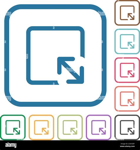 Resize Object Simple Icons In Color Rounded Square Frames On White Background Stock Vector Image