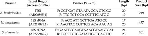 Oligonucleotide Sequences For Simultaneous Detection Of Ascaris Download Scientific Diagram