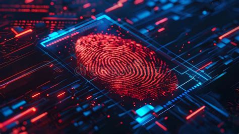Futuristic Fingerprint Scan On Electronic Circuit Board Cybersecurity