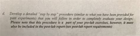 Solved D Develop A Detailed Step By Step Procedure