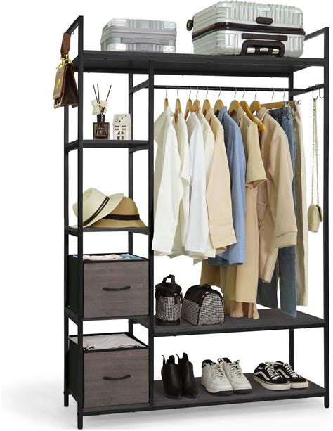 Caphaus 979lbs Capacity Garment Rack For Hanging Clothes Heavy Duty Open Wardrobe W Hanging