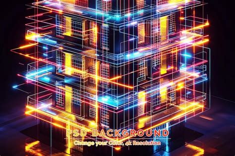 Premium Psd Abstract Dark Background Bright Box Shine Square Light