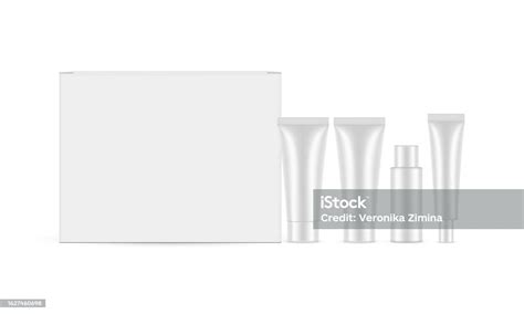 얼굴 피부 관리를 위한 화장품 세트 플라스틱 튜브 병 및 종이 상자 디자인에 대한 스톡 벡터 아트 및 기타 이미지 디자인 상자 피부 관리 Istock