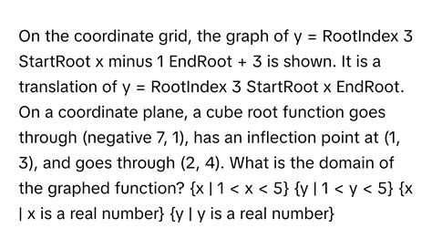 Solved On The Coordinate Grid The Graph Of Y Rootindex 3 Startroot