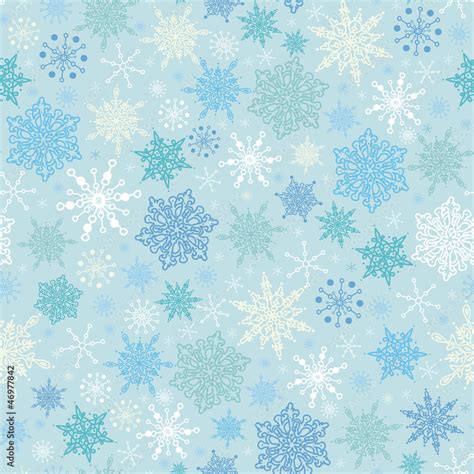 Vector Subtle Snowflake Texture Seamless Pattern Background With Stock