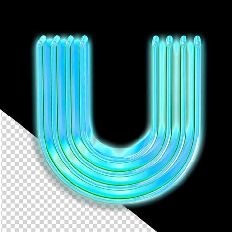 Premium Psd Turquoise Luminous Symbol Letter U
