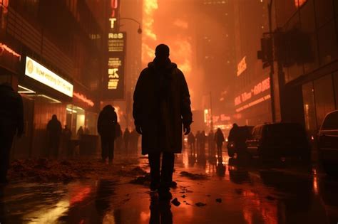 Premium Photo Apocalyptic Night Cityscape With Blinding Flash And