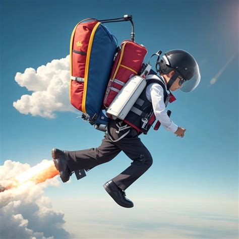 Premium Photo A School Suit Flies On A Jetpack