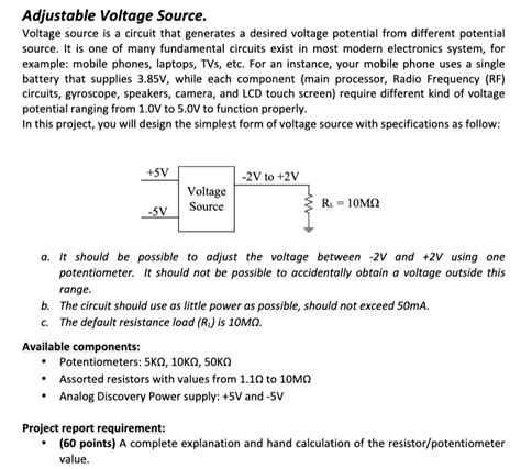 Adjustable Voltage Source Voltage Source Is A Chegg Com