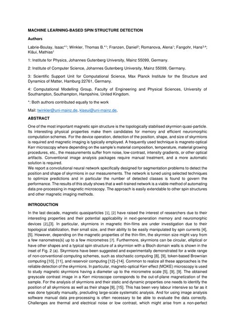 Pdf Machine Learning Based Spin Structure Detection