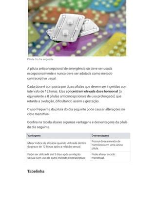 Métodos contraceptivos tipos vantagens e desvantagens Toda Matéria pdf