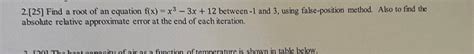 solved 2 [25] find a root of an equation f x x3−3x 12