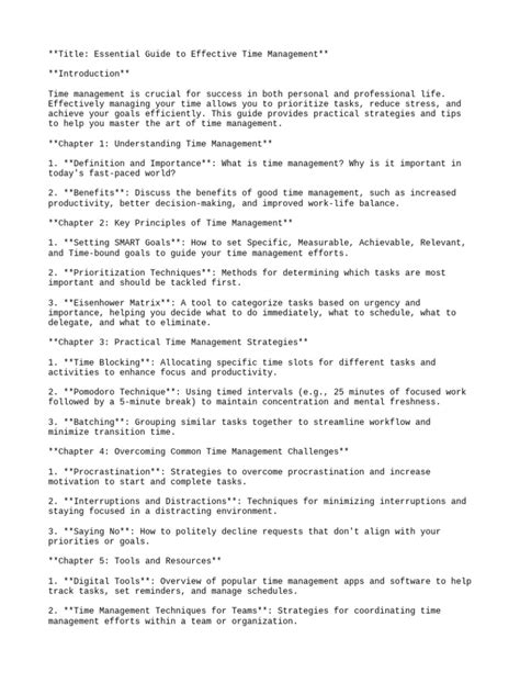 Effective Time Management 01 Pdf Time Management Professional