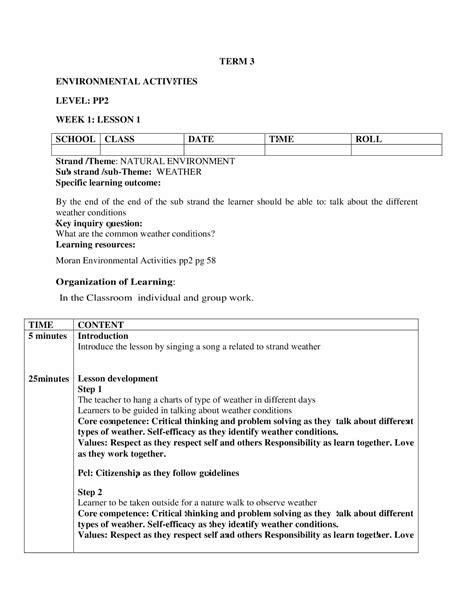 Pp2 Environmental Activities Lesson Plans Term 3 Elimplex