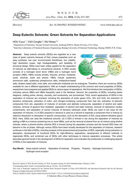 Pdf Deep Eutectic Solvents Green Solvents For Separation Dokumen Tips