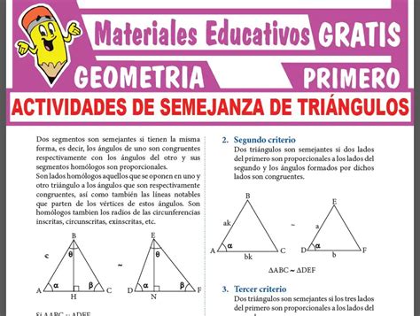 Actividades De Semejanza De Tri Ngulos Para Primer Grado De Secundaria