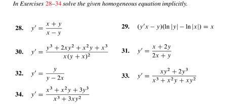 solved in exercises 28 34 solve the given homogeneous