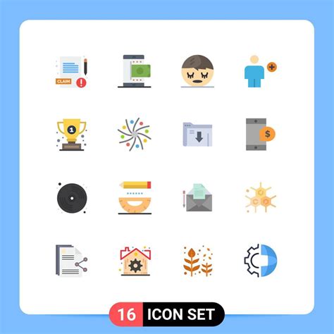 Group Of 16 Modern Flat Colors Set For Cup New Spa Human Avatar Editable Pack Of Creative Vector