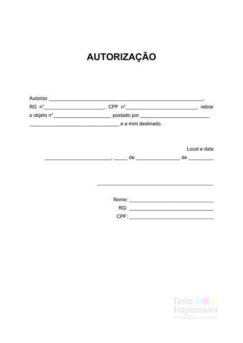 Autorizacao Retirada Correios Transportadora Teste De Impressora
