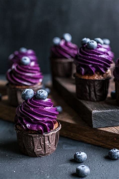 Purple Cupcakes With Blueberries