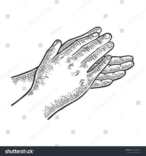 Applause Clapping Hands Engraving Raster Illustration Stock
