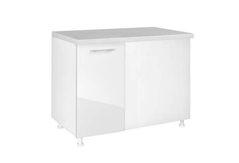 Кухненски шкаф долен ъглов с една врата In Mdf Du100 бял гланц • Модулна кухня In Mdf бяла гланц