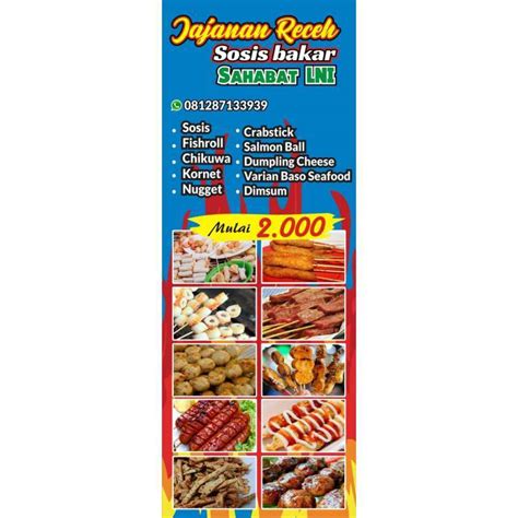 Jual Cetak X Banner Jajanan Sosis Bakar Untuk Di Pasang Berdiri Di