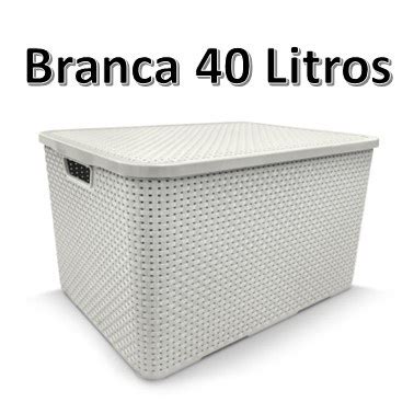 Caixa Organizadora Branca Rattan 40 Litros Tampa Trava Shopee