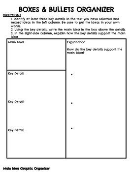 Boxes Bullets Main Idea Graphic Organizer By Msdye TpT