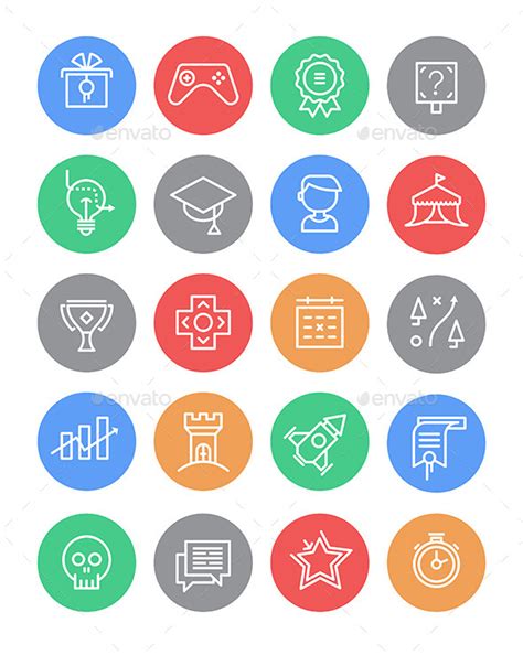 Set Of Gamification Icons Icons Graphicriver