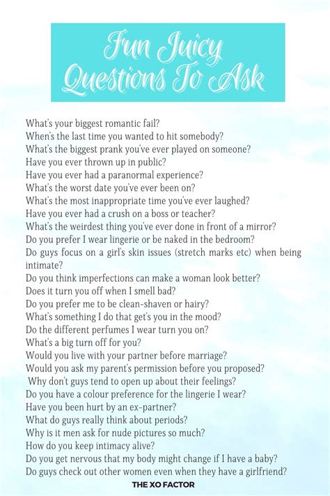 110 Interesting Juicy Questions To Ask Your Friends The XO Factor