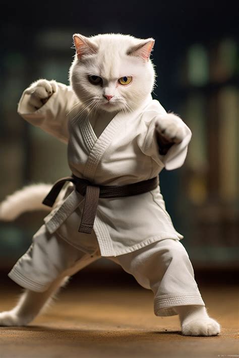 Karate Cat A Funny And Cute Photography Of A Cat Dressed In Karate