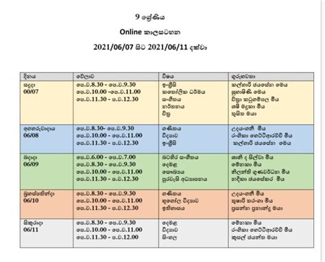 Online Class Grade Time Table Th May Harischandra College