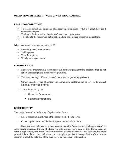 operations research nonconvex programming operations research