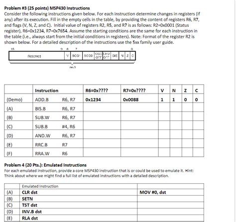 Solved Problem 3 25 Points Msp430 Instructions Consider