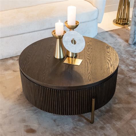 Contemporary Round Oak Coffee Table Juliettes Interiors