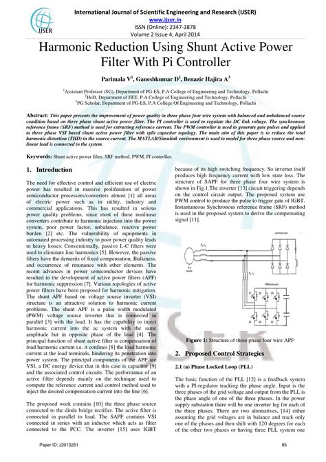(PDF) Harmonic Reduction Using Shunt Active Power Filter With Pi Controller
