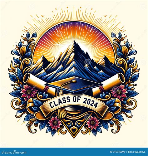 Graduation Label Design Class Of 2024 Stock Illustration